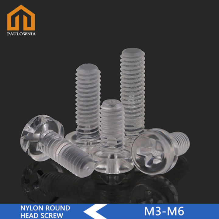 Plastic Nylon M3 M4 M5 M6 Transparent Screw Acrylic Clear Round Phillips Head Screw Bolt Length ...