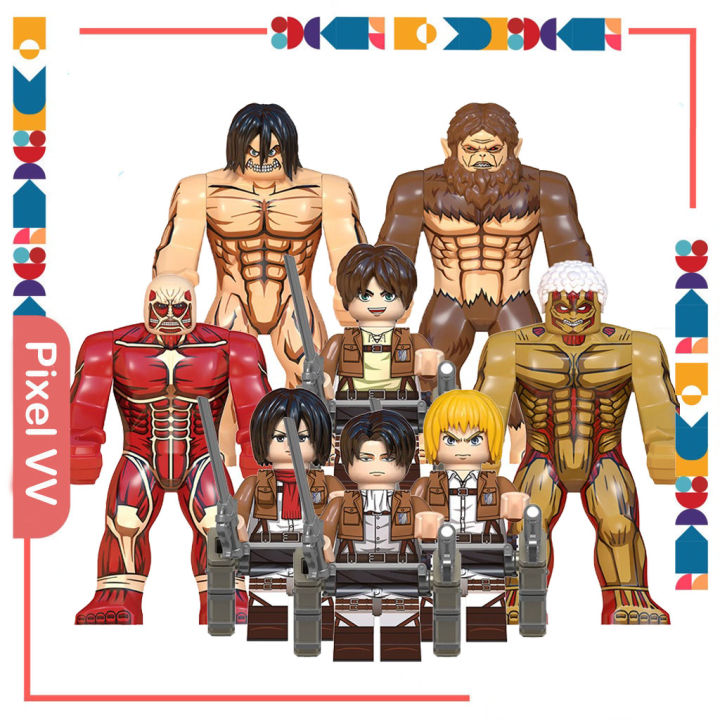 Attack On Titan Building Blocks Toy Mikasa Eren Levi Giant Model Anime ...