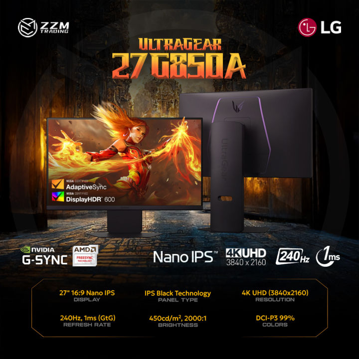 LG UltraGear 27G850A-B 27" 4K UHD Nano IPS Black HDR 240Hz 1ms G-Sync/FreeSync ZZM Trading ...