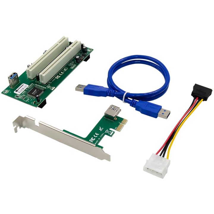PCI Express to Dual PCI Adapter Card PCIe X1 to Router Tow 2 PCI Slot ...