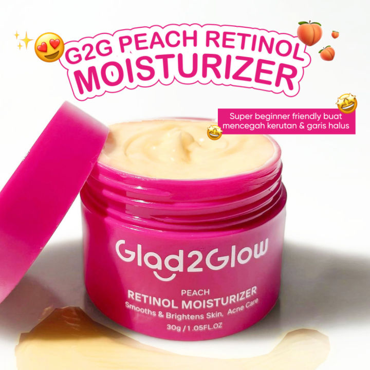 [100% Ori] Retinol Moisturizer Glad2Glow Peach Retinol Moisturizer 30g ...