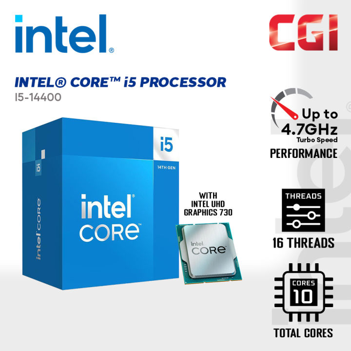 Intel Core i5-14400 / 14400F 10 Cores 4.7GHz 20M Cache LGA 1700 Processor | Lazada