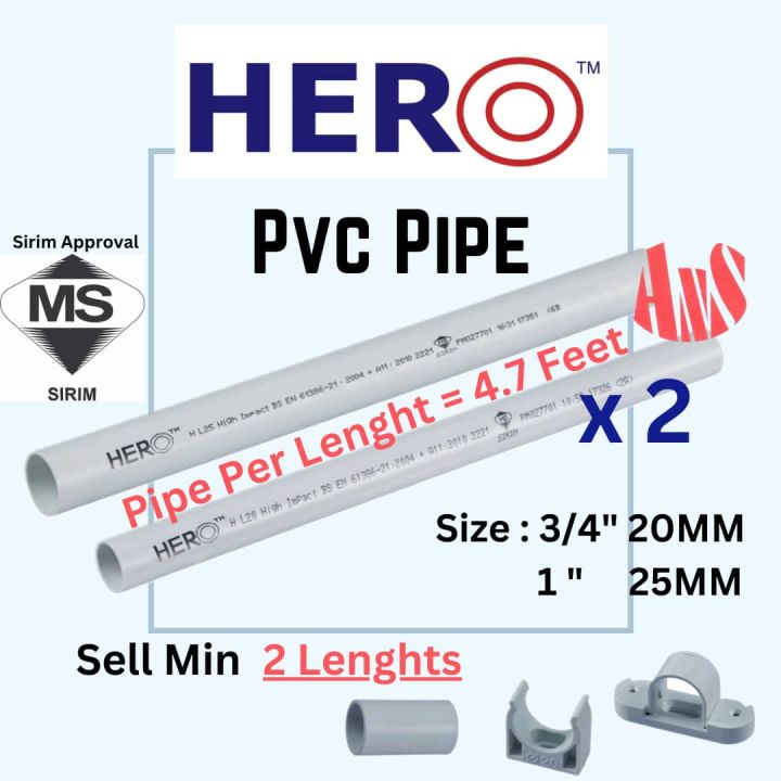 Sell Min 2LTHS - 4.5feet SIRIM Hero Pvc Conduit Pipe 20MM 25MM 3/4" 1 ...