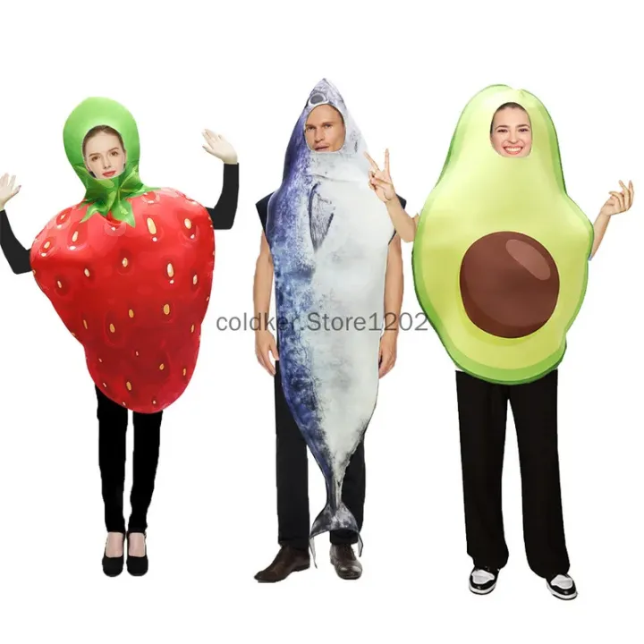 Avocado Strawberry Fish Cosplay Costume Funny Halloween Suit Woman Man ...