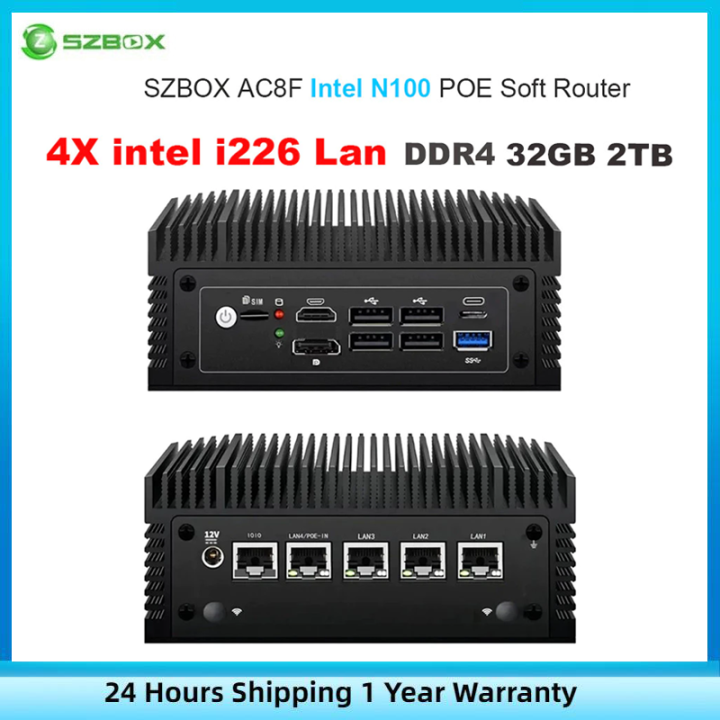 SZBOX AC8F Intel N100 POE Soft Routing 4X intel i226 Lan Industrial ...