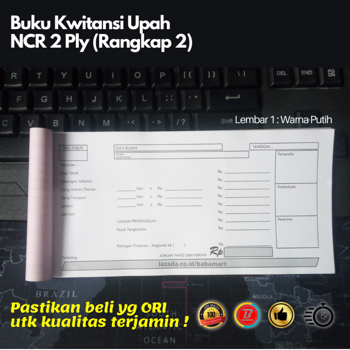 KWITANSI UPAH NCR 2PLY RANGKAP 2 BUKU KAS KEUANGAN AKUNTANSI ...