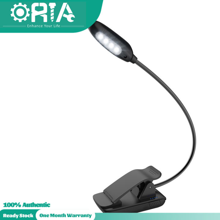 ORIA Mini Book Light 4 LED Reading Light Flexible Clip on Reading Lamp ...