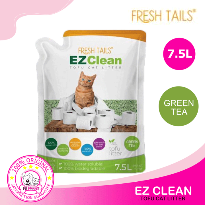 Fresh Tails Ez Clean Tofu Cat Litter Green Tea 7.5L Flushable and 99% ...