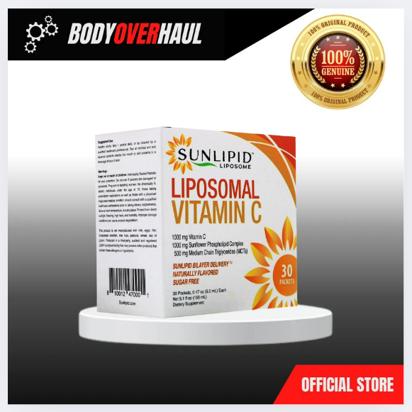 BodyOverhaul PH| SunLipid Liposomal Vitamin C, 1000mg with MCT Oil 30 Packets, 0.17 fl oz (5 ml ...