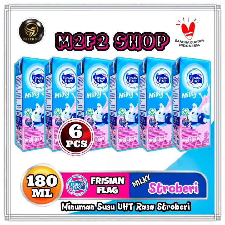 Frisian Flag Susu Bendera Cair Milky Zuzhu Kotak UHT Rasa Stroberi | Strawberry - 180 ml ...