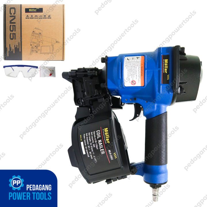 MOLLAR CN55 Coil Nailer Mesin Paku Tembak Palet Kayu Staple Gun Angin ...