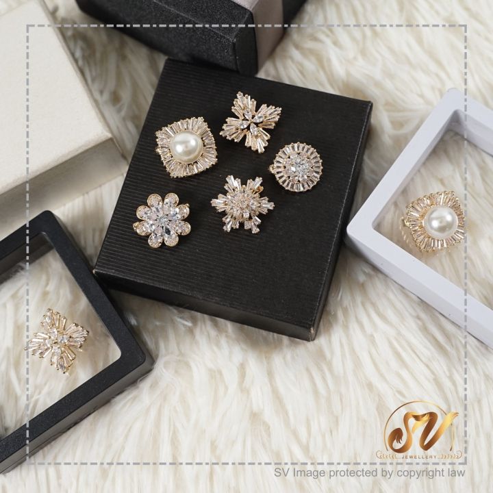 Kerongsang Gold Brooch Single Pin Tudung Muslimah Hijab Diamond Permata ...