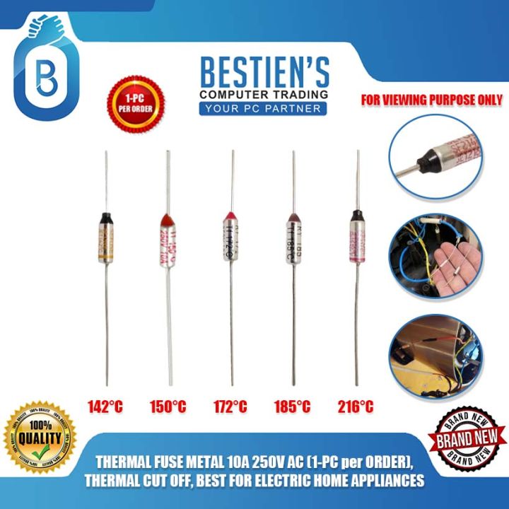 THERMAL FUSE METAL 10A 250V AC (1-PC per ORDER), THERMAL CUT OFF, BEST ...