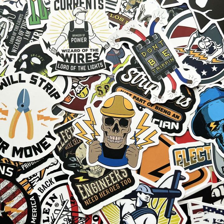 10/50 PCS New Electrician Series Graffiti Cartoon Stickers Waterproof ...