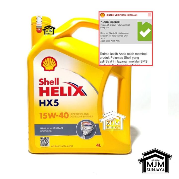 BARCODE Oli Helix HX5 HX 5 15W-40 15W40 Galon 4 Liter Diesel Bensin API ...