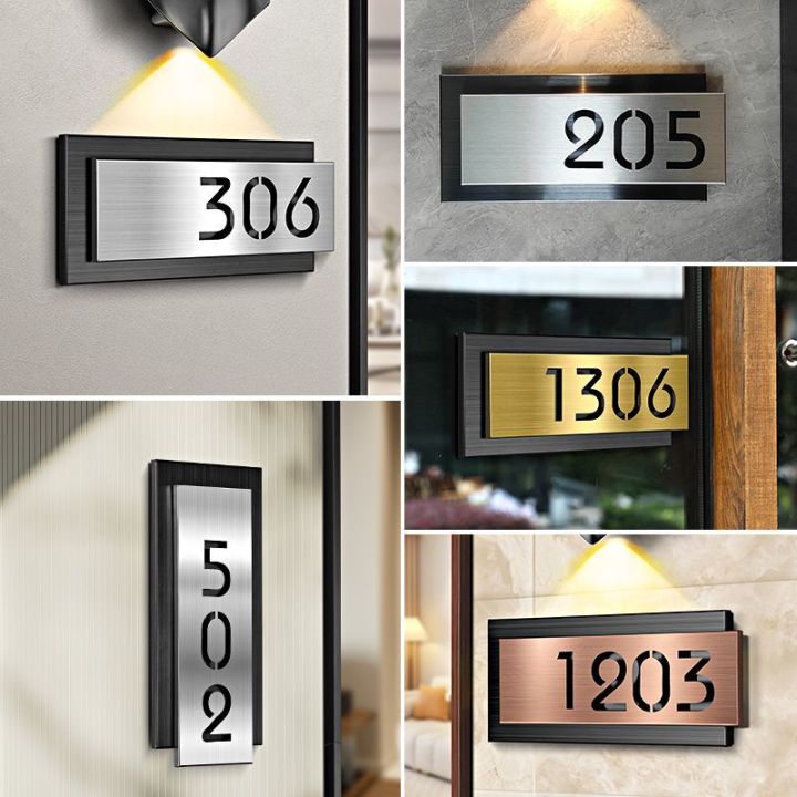 Customizable Stainless Steel House Number Plate Home Entry Door Light ...