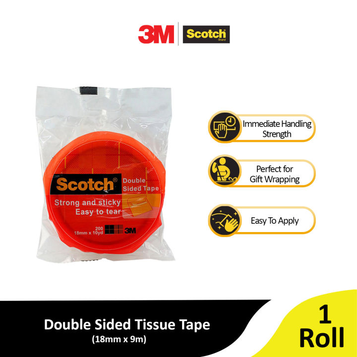3M Scotch Double-sided Tissue Tape 200, 18mm X 9m [MS2001810] | Lazada PH