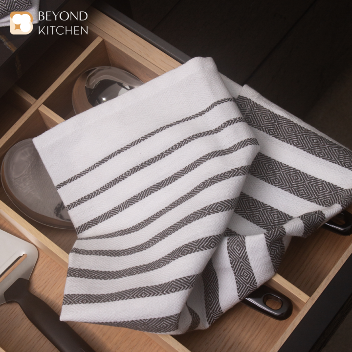 ผ้าเช็ดแก้ว ผ้าเช็ดอุปกรณ์กาแฟ BEYOND KITCHEN ลาย BElay Kitchen Towel แพ็ค3ผืน ขนาด 18"x28 นิ้ว ...