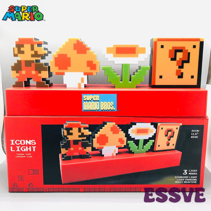[ESSVE] Game Super Mario Bros Figures Anime LED Light Pixel Question ...