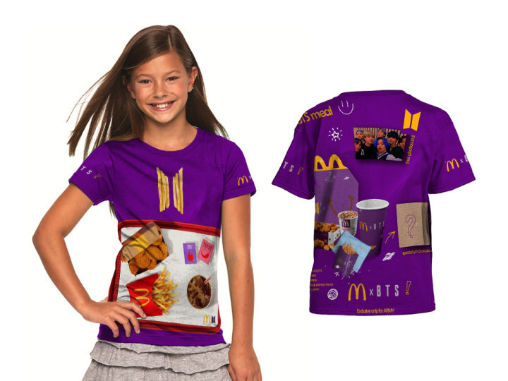 Kaos T-Shirt Anak Baju BTS X MCD Meal K-Pop Boy Grup Korea Custom Full ...