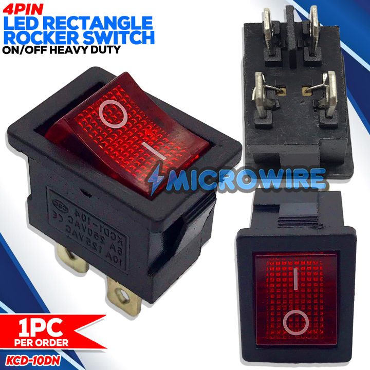 On/Off Rectangle Rocker Switch LED 4 PIN 1pc | Lazada PH