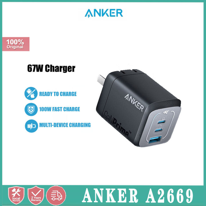Anker Prime Anker GaN 67W Multi Port Charger Plug TypeC Fast Charging ...