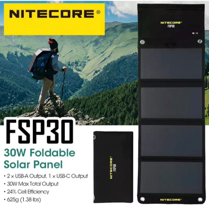 NITECORE FSP30 30W แบบพกพาแผงโซล่ากันน้ำขนาดเล็ก Solar Cell USB-C PD 18W ที่ชาร์จความเร็วสูง ...