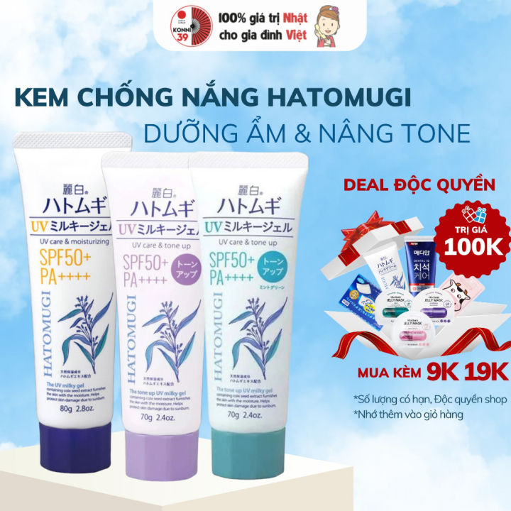 Kem chống nắng Hatomugi SPF50+ PA++++ Kumano 80g và kem chống nắng nâng ...