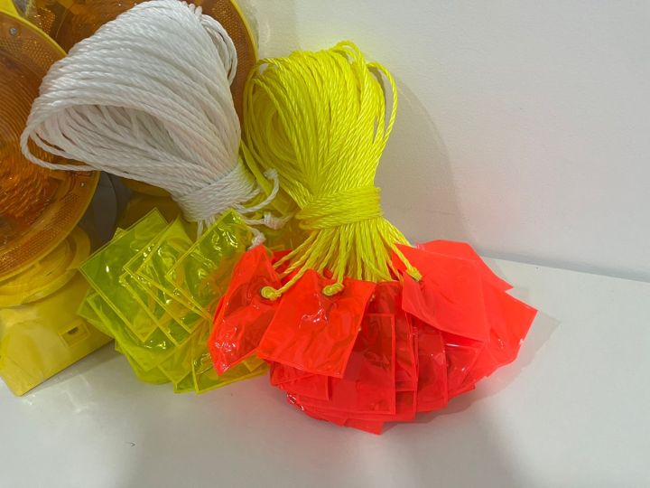 Yellow Orange Reflective Delineator with White String 50 Meter Warning ...