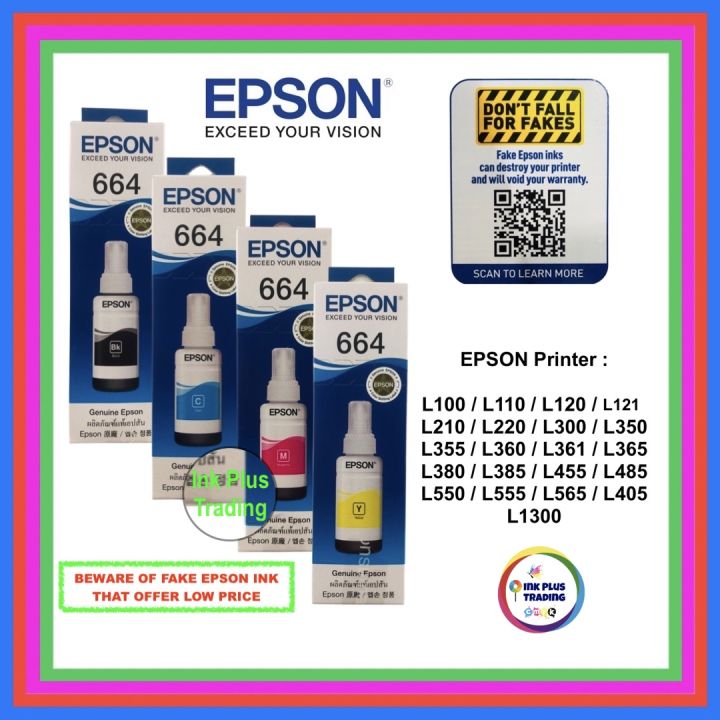 Epson Original ink 70ml ( 664 101 % Original Epson Brand ) Bottle for EPSON L100 / L110 / L120 ...