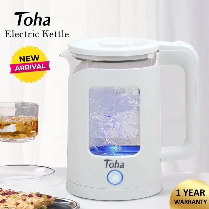 Electric Kettle Toha 1.5L Water Heater TS05 Translucent Glass Fast Boiling Bottle Kitchen home ...