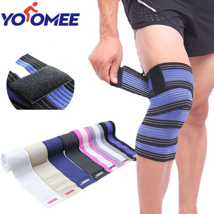 Yoomee สายรัดอุปกรณ์กีฬาแบบพยุงเข่าเทปติดผ้าพันแผลยางยืด2ชิ้น,ป้องกัน ...