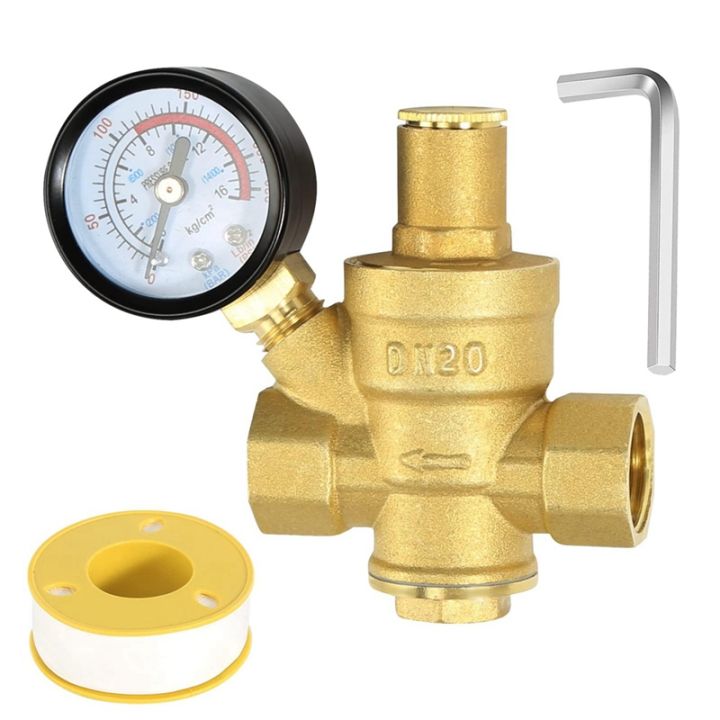 Household Tap Water Pressure Reducing Valve 3/4In with Gauge ...