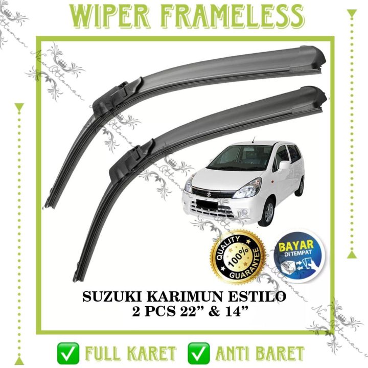 Wiper Frameless Suzuki Karimun Wagon R/Kotak /Estilo Full Karet Anti Baret 1 Set New Ottoman ...