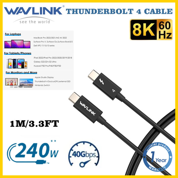 Wavlink USB C Display Port Cable Thunderbolt 4 to DP Single 8K/Dual 4K ...