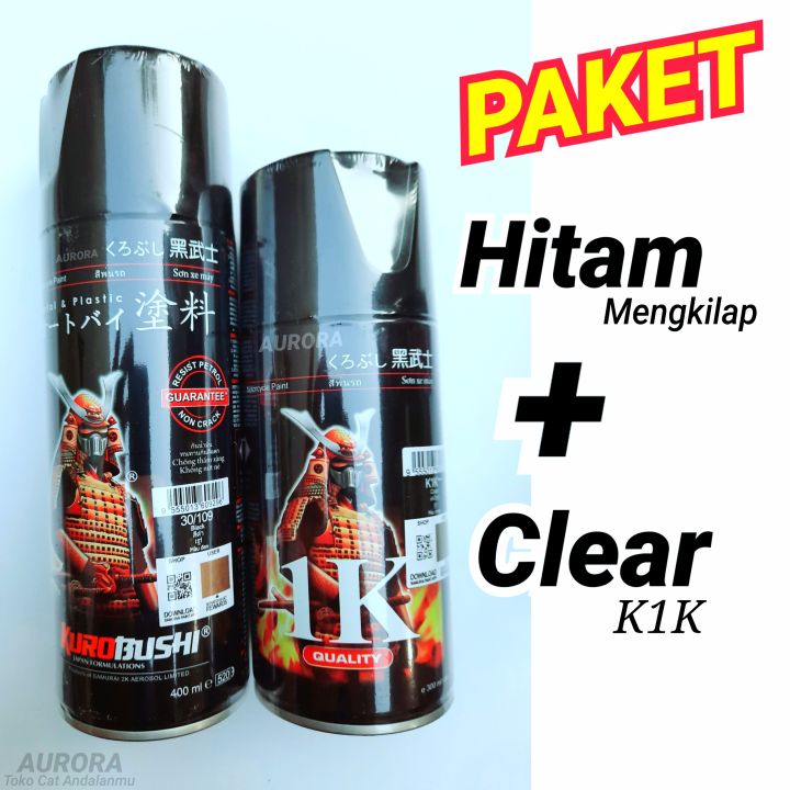Paket Cat Pilox Samurai Black 109 Hitam Mengkilap dan Clear Super Gloss ...