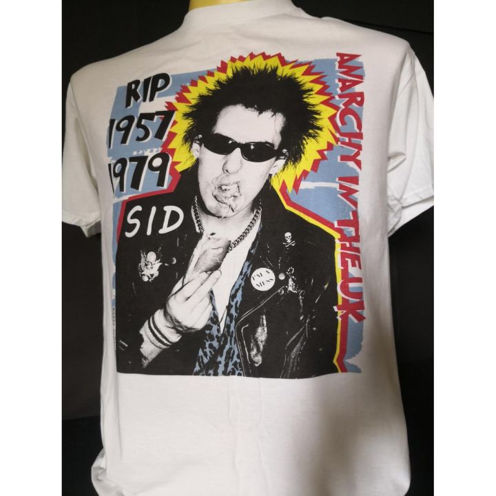 เสื้อวงนำเข้า Rip Sid Vicious s Anarchy in The UK Punk Rock Hardcore Retro Style Vintage T-Shirt ...