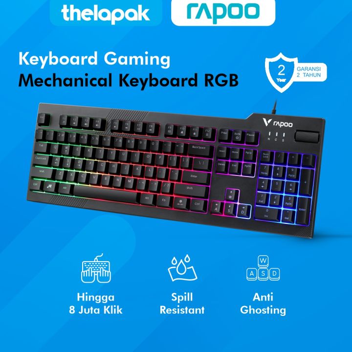 Keyboard Gaming RGB Backlit Rapoo VPro V50S Wired Keyboard Anti-Splash ...