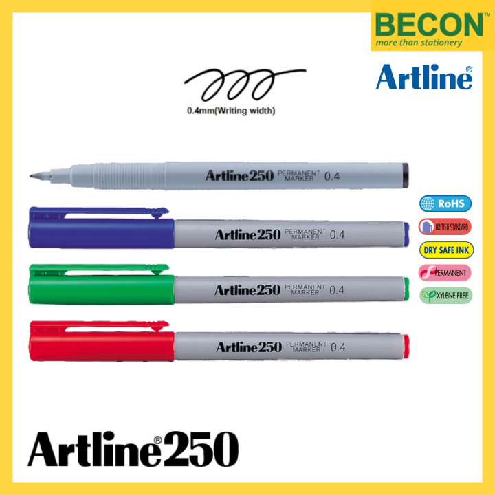 Artline Permanent Marker 250 - Black / Blue / Red / Green | Lazada