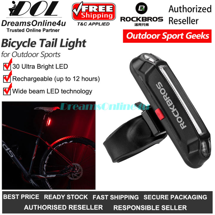 Rockbros Bicycle Rear LED Light Cycling Seat Fork MTB Rode Super Bright ...