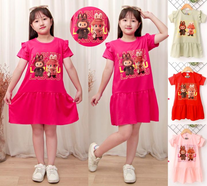 TERUSAN ANAK LABUBU USIA 2-9 TAHUN/DRESS LABUBU ANAK/DASTER ANAK LABUBU ...