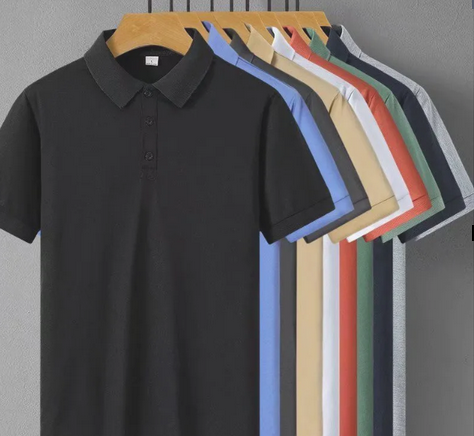 Alan M-5XL เสื้อโปโลผู้ชายแขนสั้นคอปกแขนสั้นธรรมดาสีล้วนเรียบง่าย เสื้อโปโลชาย2023 เสื้อโปโลชาย ...