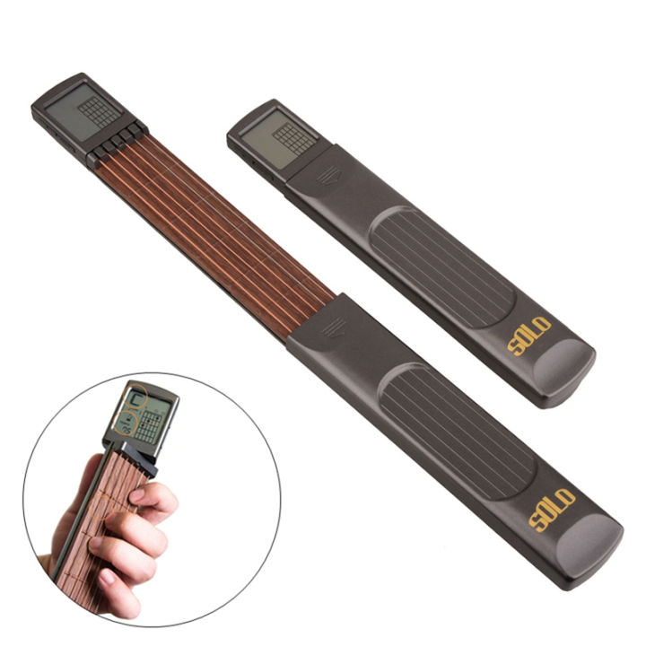 Portable Pocket Guitar 6 String Trainer with Chord Chart Screen Finger ...