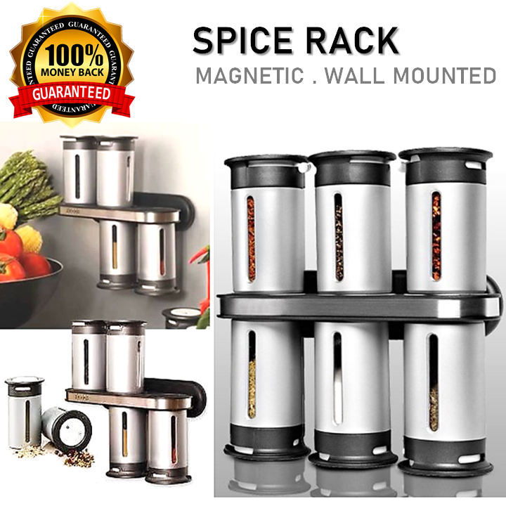 Zero Gravity Wall Mounted Magnetic Spice Rack Spices Organizer Storage ...