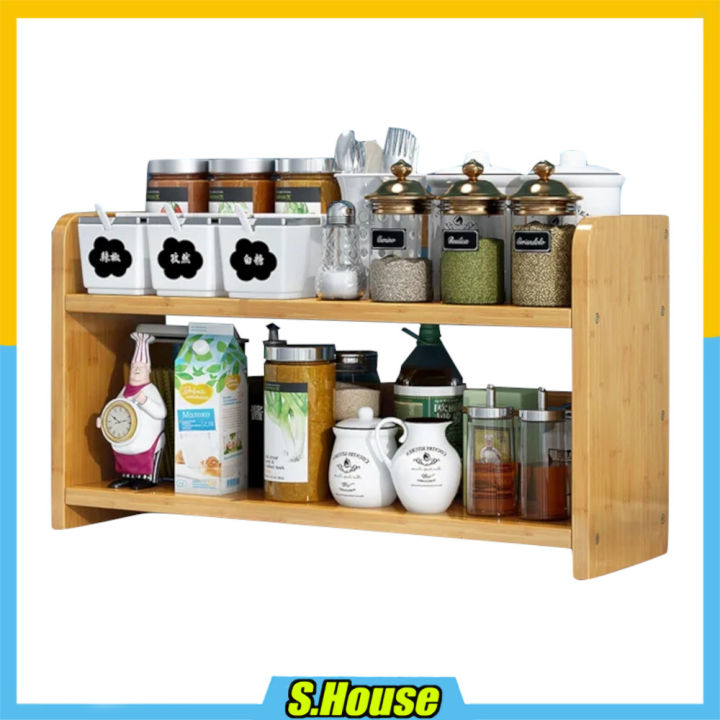 Wooden Kitchen Cooking Oil Soya Seasoning Sauce Shelf Rack Organizer ...