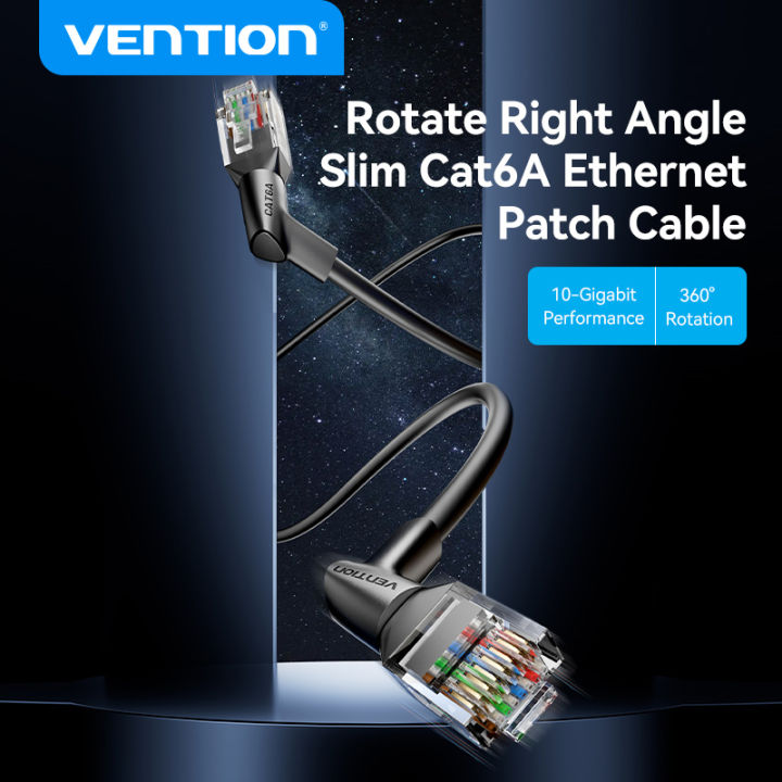 Vention Cat 6A Ethernet Cable Rotate Right Angle Slim Ethernet Patch Cable Double Elbow 10Gbps ...