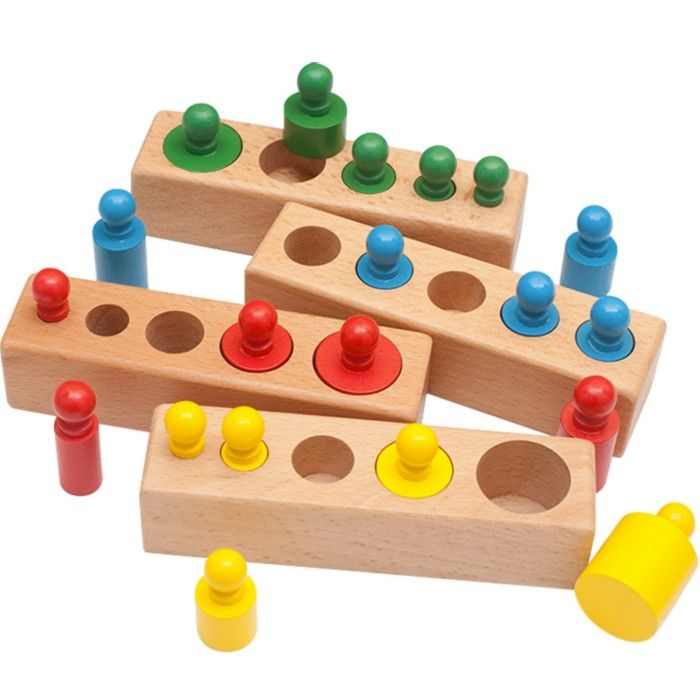 Mainan pendidikan ANAK Montessori warna soket KAYU Cylinder Socket T70 ...