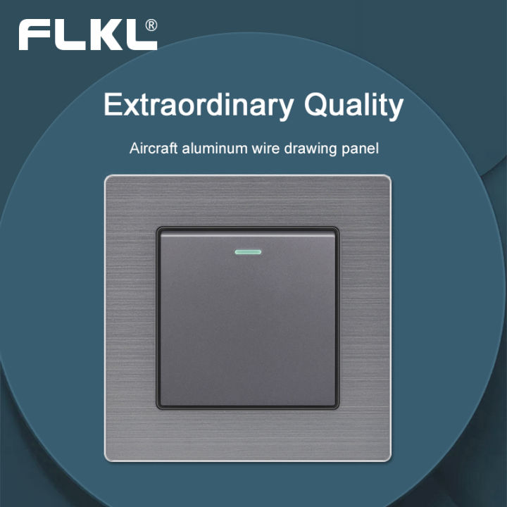 FLKL 220V Gray Wall Key Switch Panel 13amp Universal 3/6 Pin Plug ...