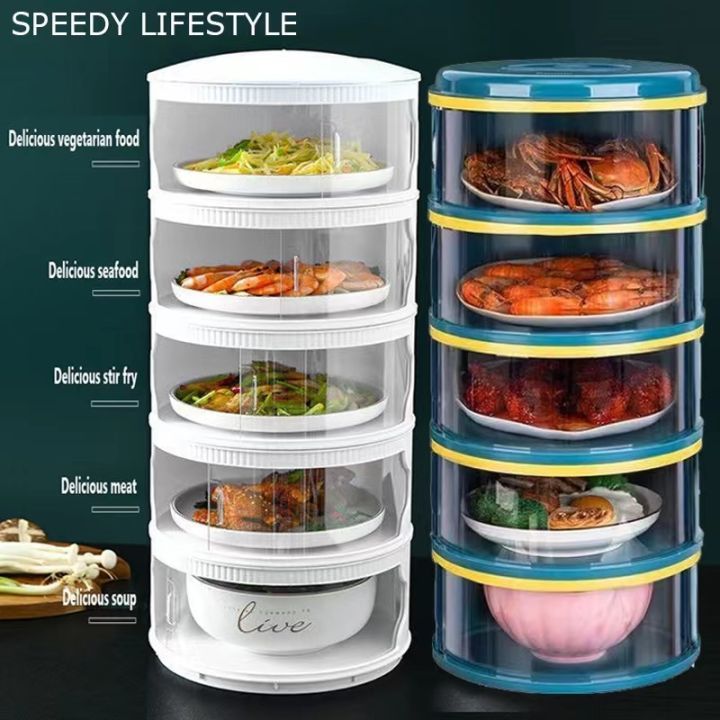 3/5 Layer Food Keeper Warm Keeper Food cover Transparent Stackable Dish ...