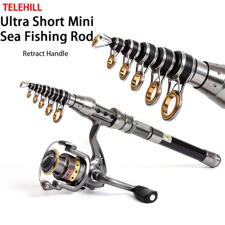 Carbon Ultra Short Mini Sea Fishing Rod Casting Rod Retraction Handle ...